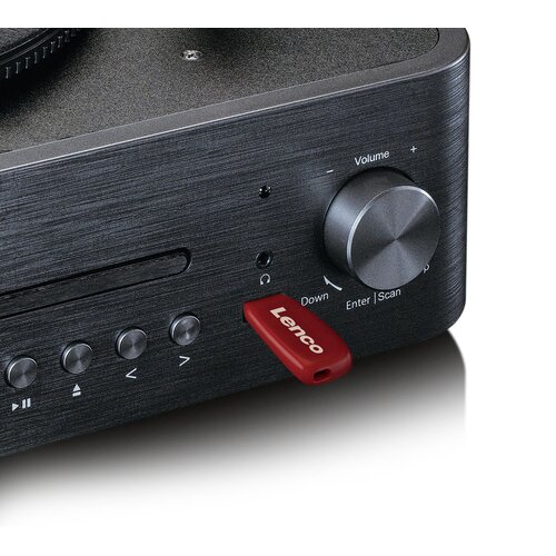 Wieża z gramofonem LENCO MC-460BK Czarna, Odtwarzacz CD/-R/-RW, Wi-Fi ...