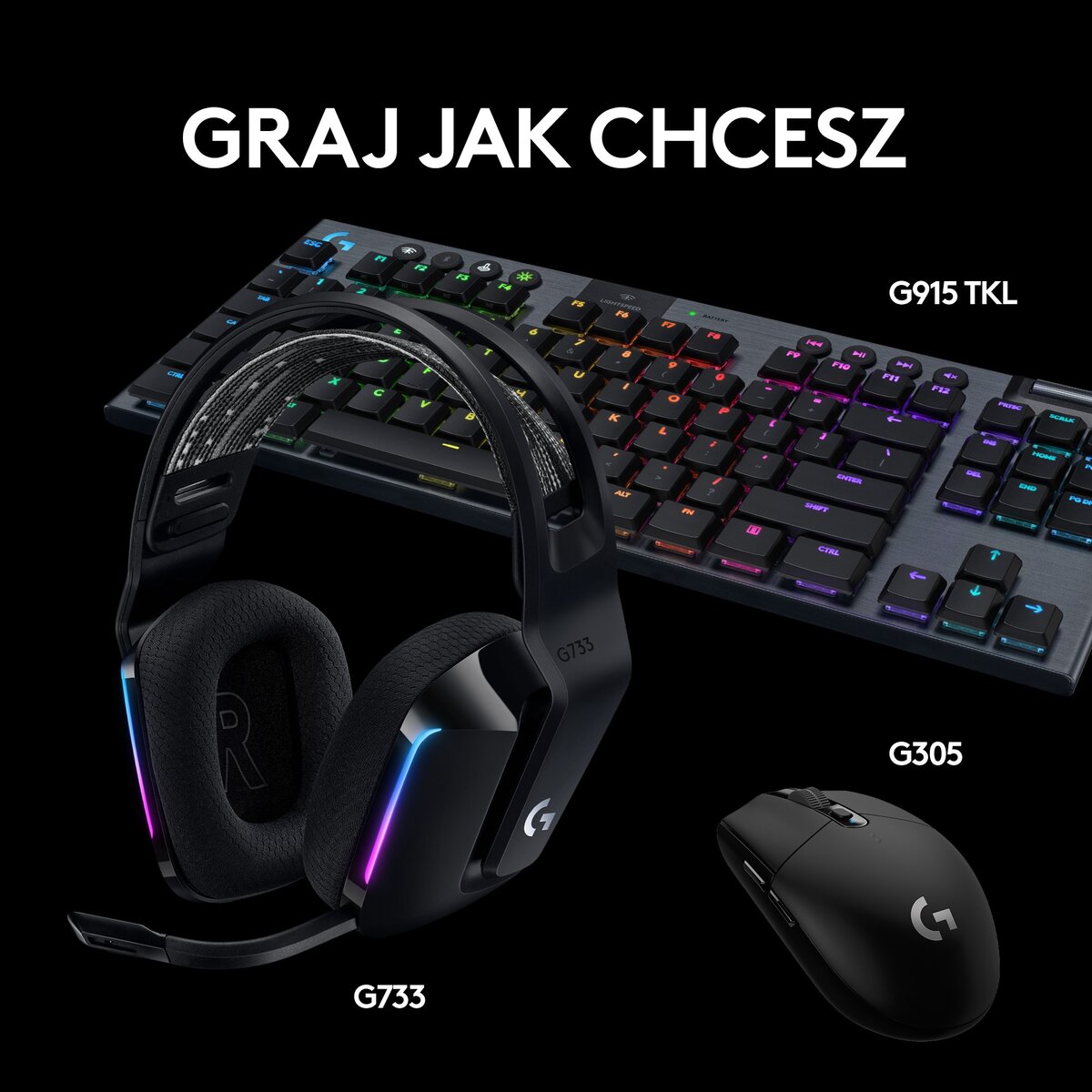 Słuchawki LOGITECH G733 Lightspeed Bezprzewodowe, Nauszne, Dźwięk ...