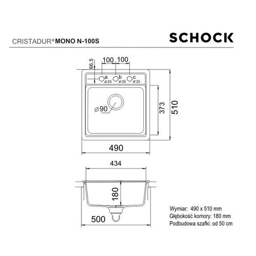 Zlewozmywak SCHOCK Cristadur Mono N-100S Magma – sklep internetowy Avans.pl