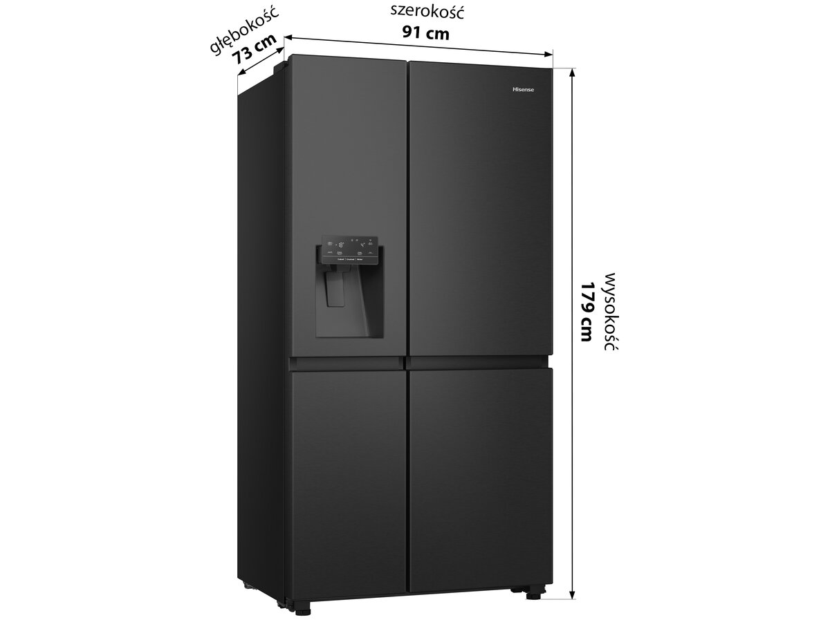 Lodówka HISENSE RS818N4TFE Side by Side No Frost 179cm Czarna Kostkarka ...