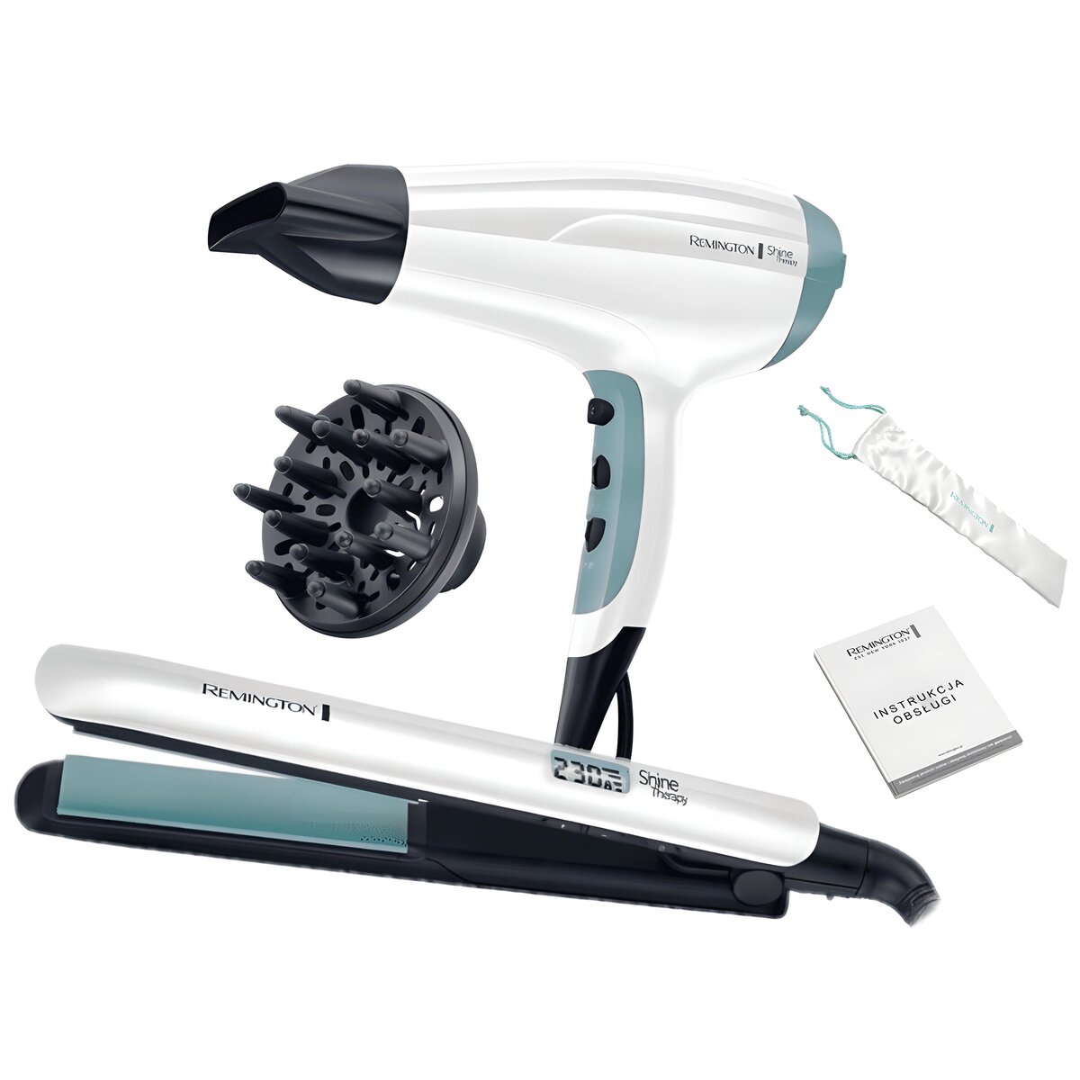 Prostownica REMINGTON Shine Therapy S8500GP + Suszarka do włosów D5216 ...