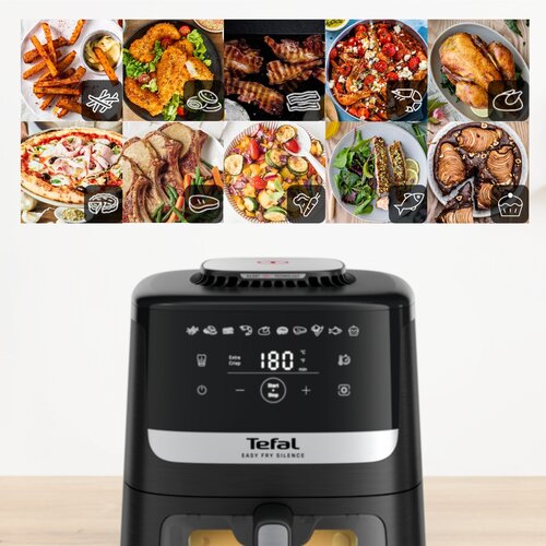 Air Fryer Frytkownica beztłuszczowa TEFAL Easy Fry Silence Vision XL EY5568 5l z okienkiem do ...